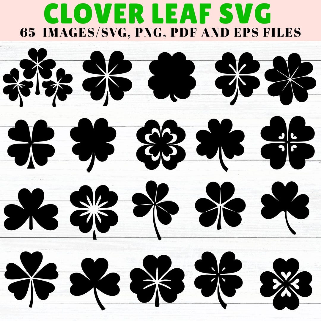 Clover Leaf Svg, Clover Png, Shamrock Silhouettes, 4 Leaf Clover ...