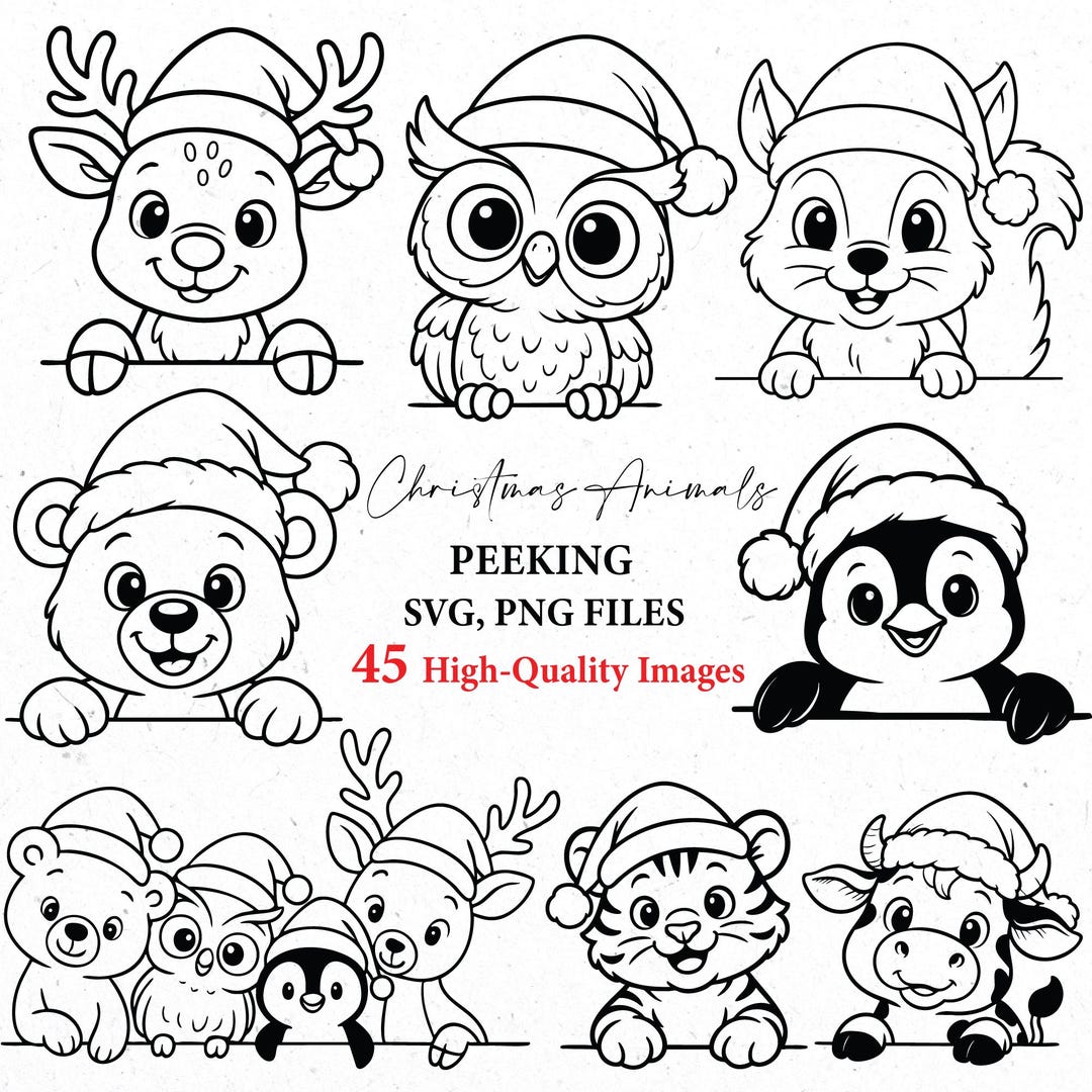 Cute Christmas Animals, Christmas SVG Bundle, Safari SVG, Svg Cricut ...
