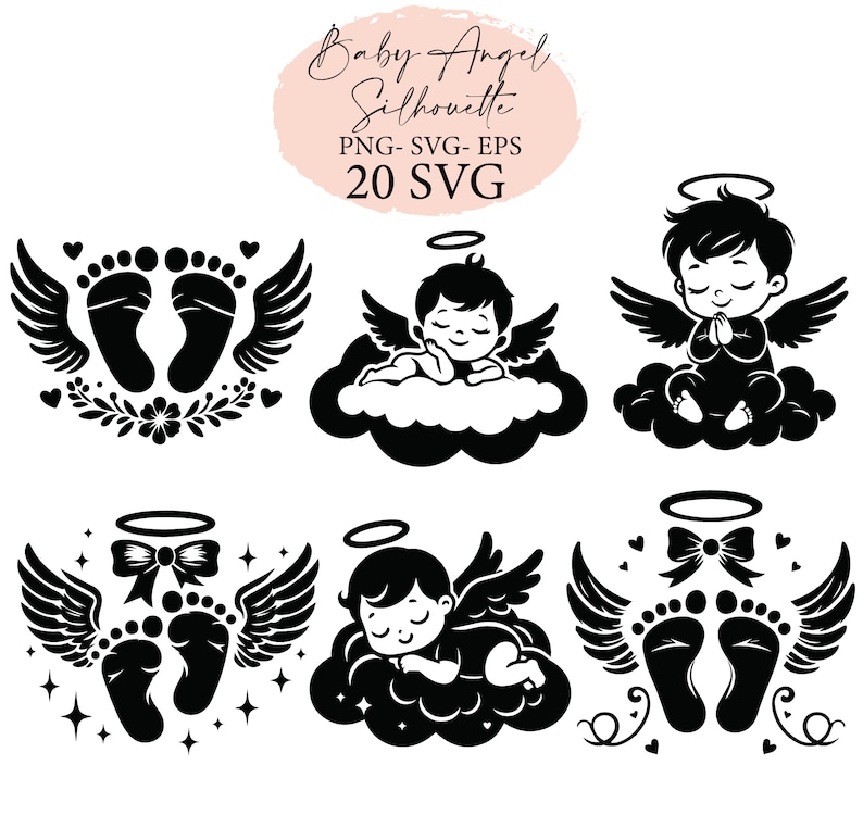 Baby Angel Svg, Svg Bundle, Svg Files, Svg Cricut, Angel Silhouette ...