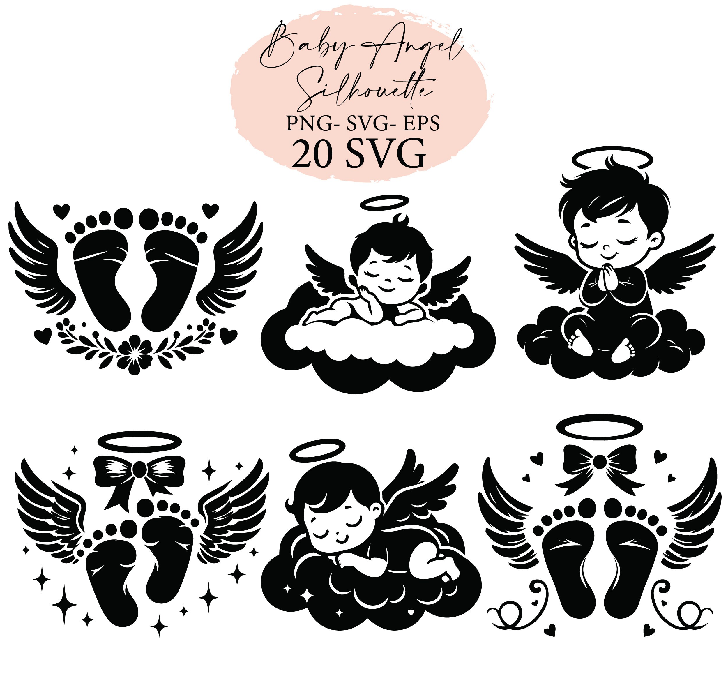 Baby Angel Svg, Svg Bundle, Svg Files, Svg Cricut, Angel Silhouette ...