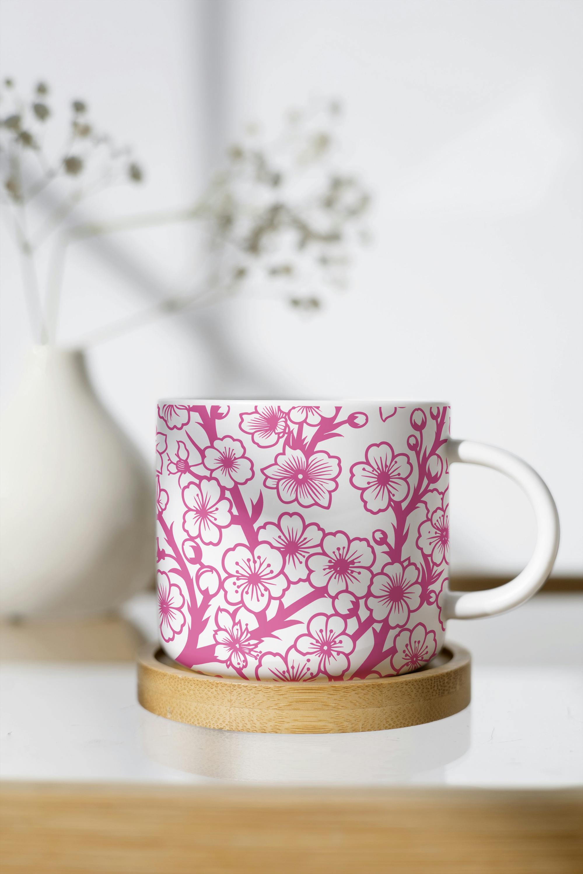 Sakura Flower Seamless Pattern Svg, Cherry Blossom Flower Svg, Pattern ...