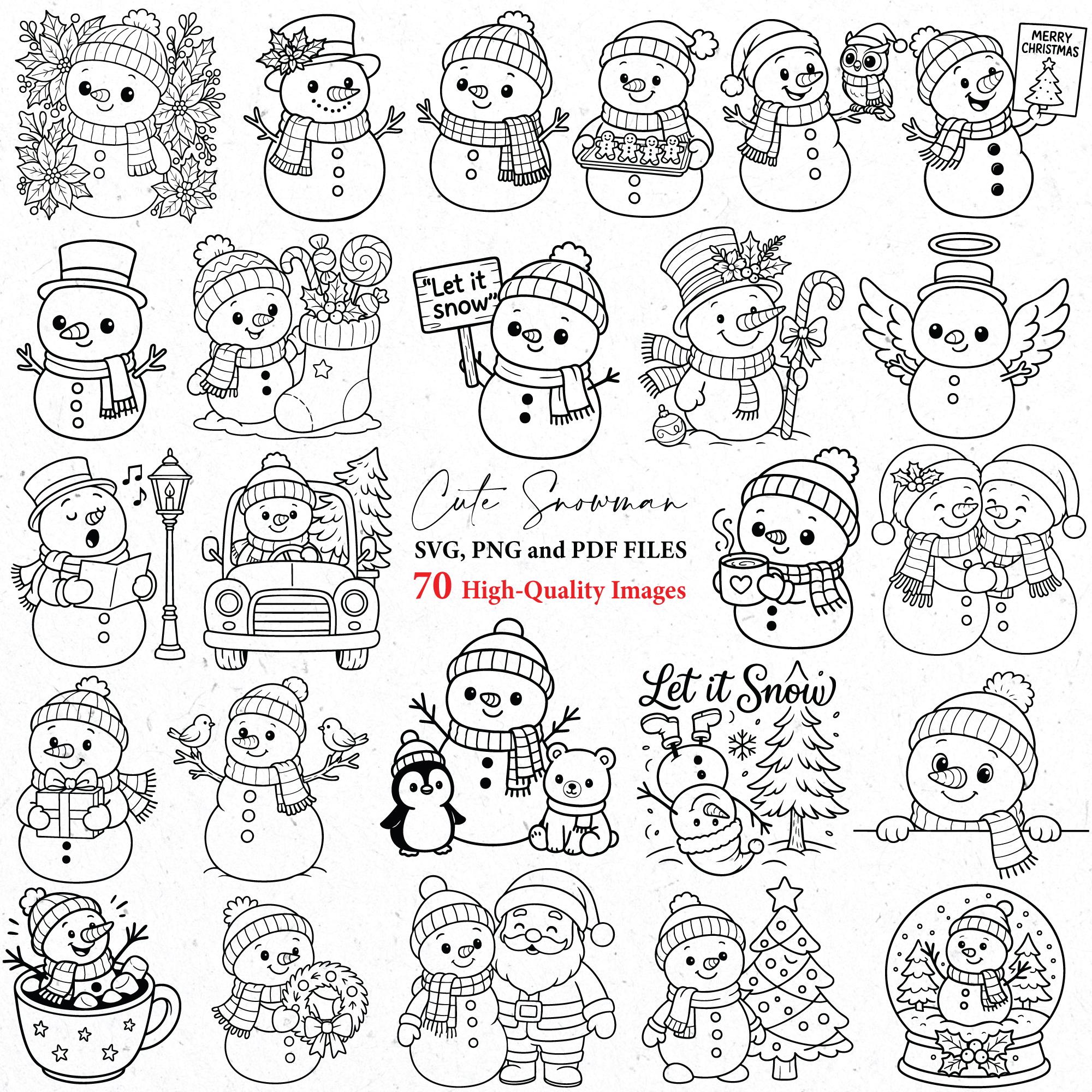 Christmas Snowman Svg, Cute Snowman Bundle Clipart, Snowman Png ...