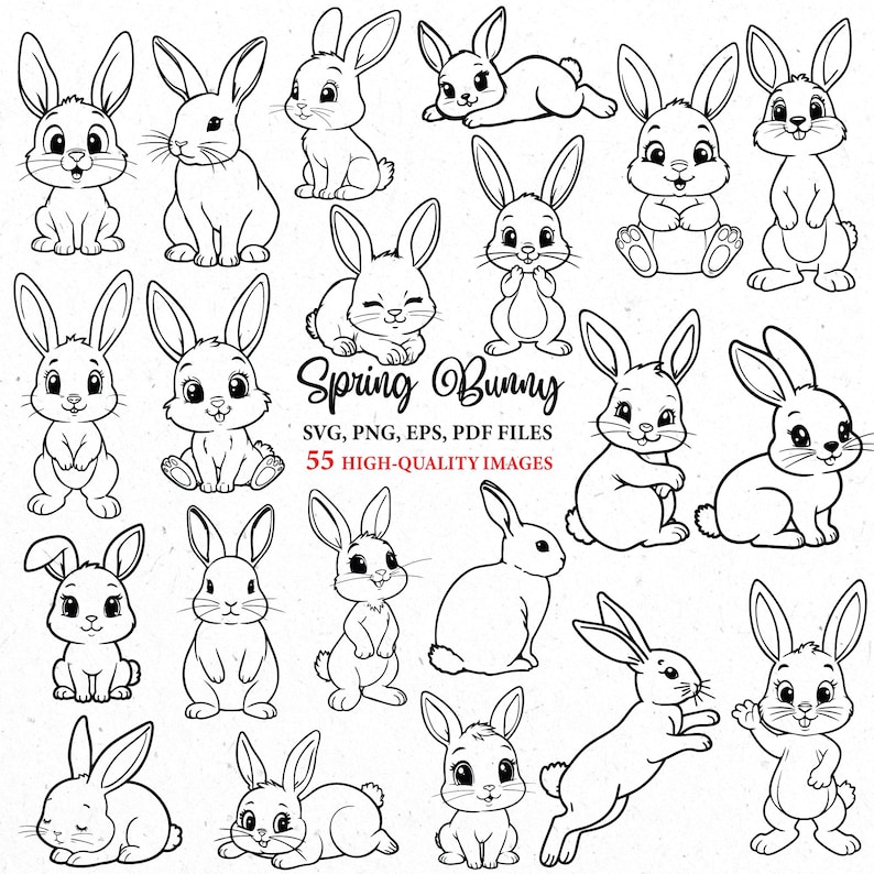 Spring Bunny Svg, Easter Bunny Png, Bunny Clipart, Rabbit Clipart, Hare ...