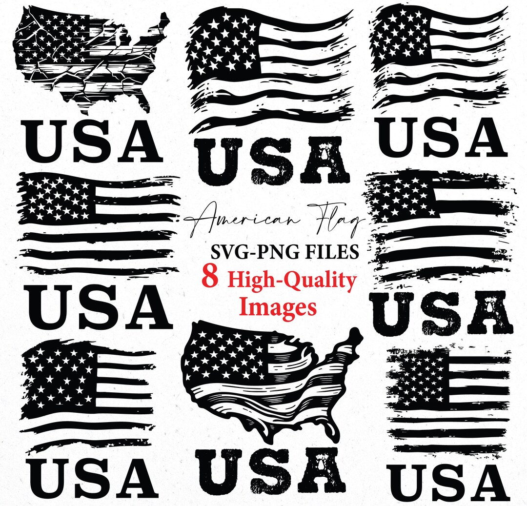 American Flag SVG, Distressed USA Flag, USA Flag Svg Bundle, United ...