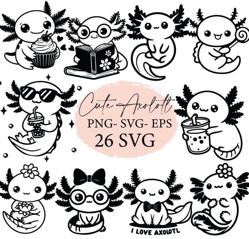 Axolotl, Cute Axolotl Png, Axolotl Svg, Cute Animals, Shirt Design,svg ...