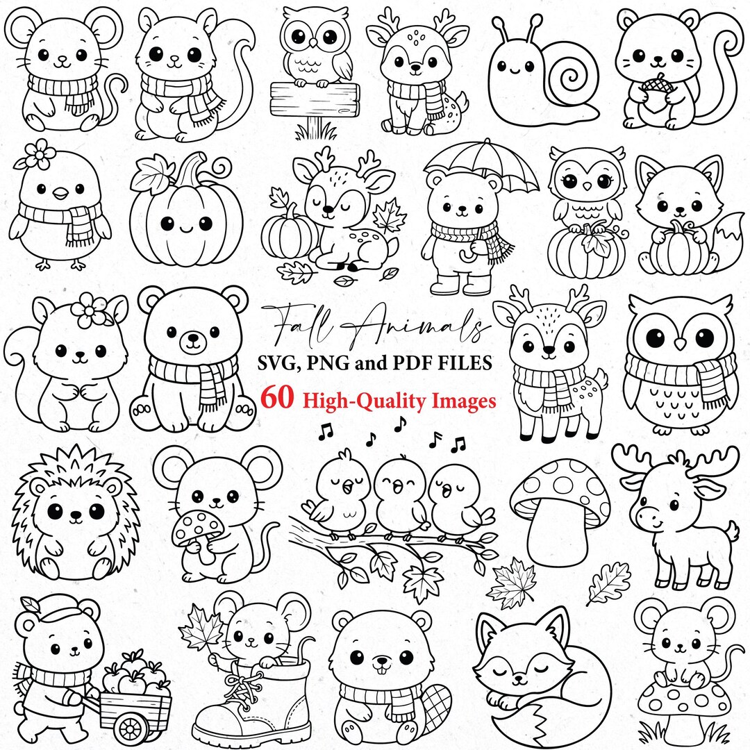 Fall Animals Svg, Fall Png Bundle, Cute Animals SVG, Safari SVG, Svg ...
