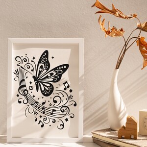 Butterfly, Music Note Svg, Elegant Butterfly With Music Notes ...