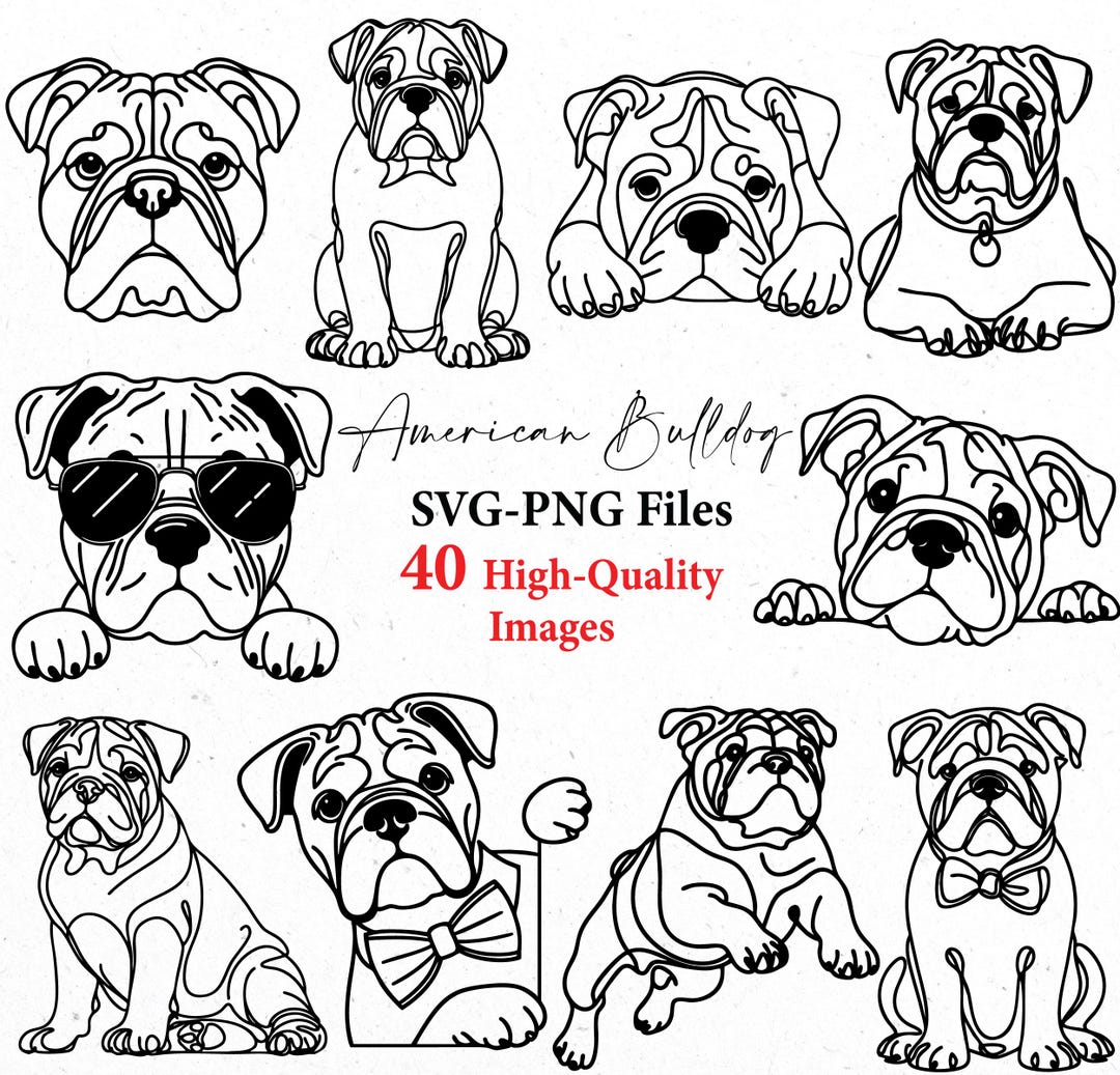 American Bulldog Svg, American Bully Outline Svg, Dog Svg, Bulldog, Dog ...