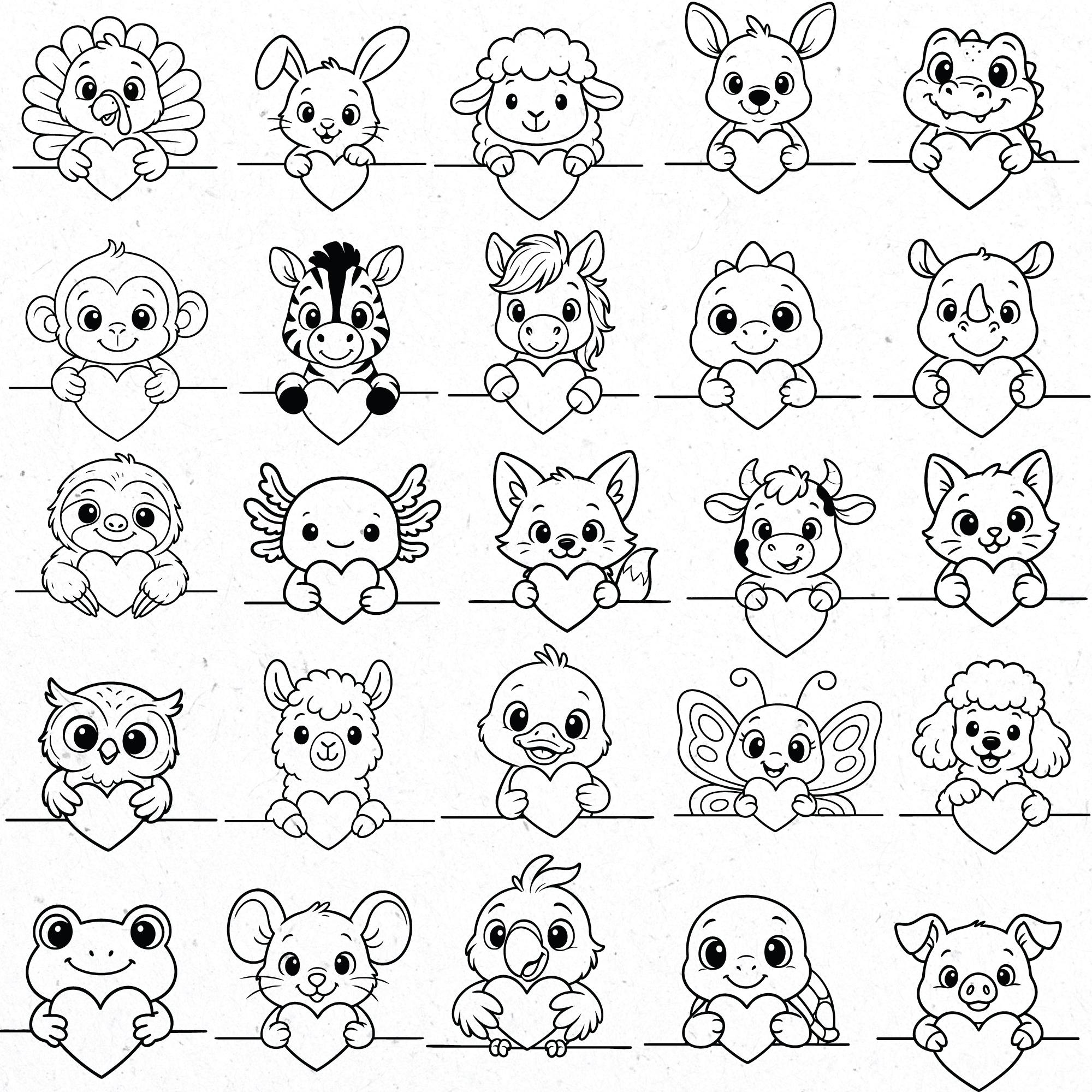 Valentine's Animal Peeking Svg, Cute Animals Svg, Animals Svg, Cute ...
