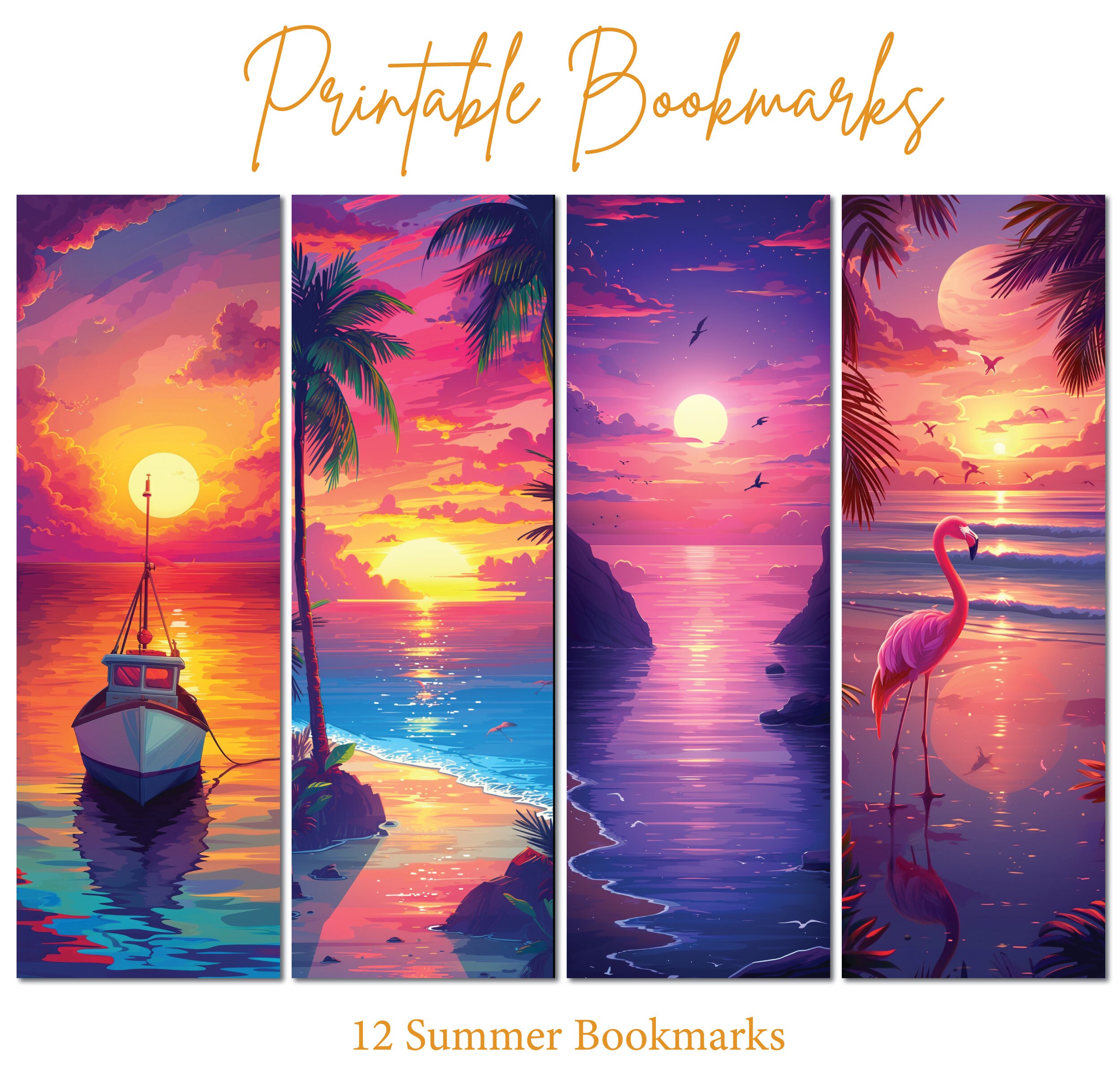 Printable Summer Bookmarks for Kids and Adults, Digital Bookmakrs ...