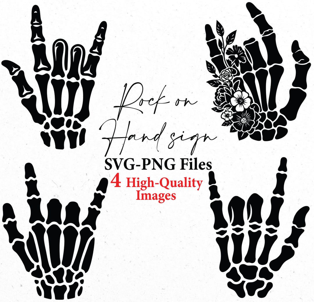 Rock on Hand Sign Svg, Rock on Svg Bundle, Rock on Sign Silhouette, Svg ...