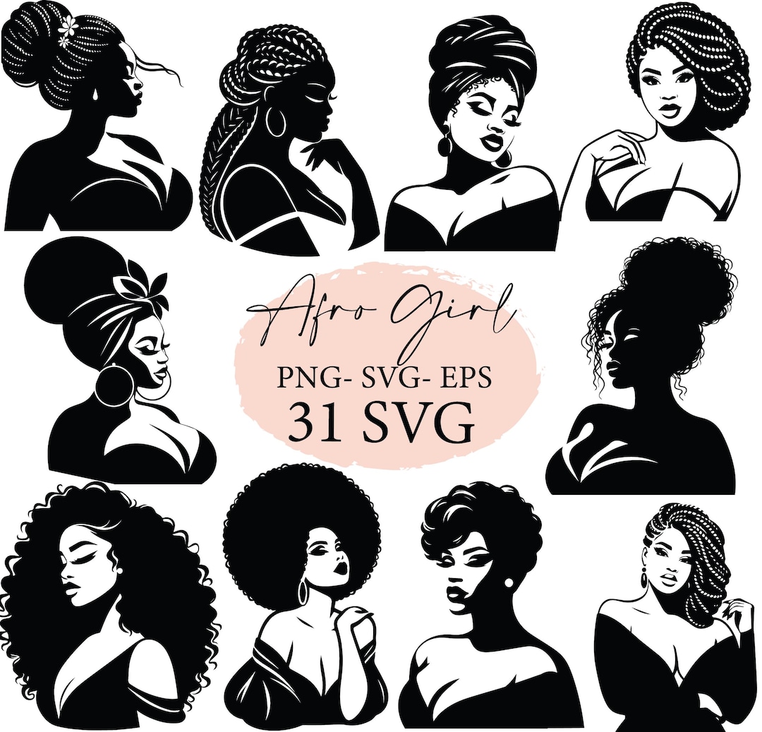 African Women, Silhouette SVG, Afro Art, Afro Girl Svg,oversized Black ...