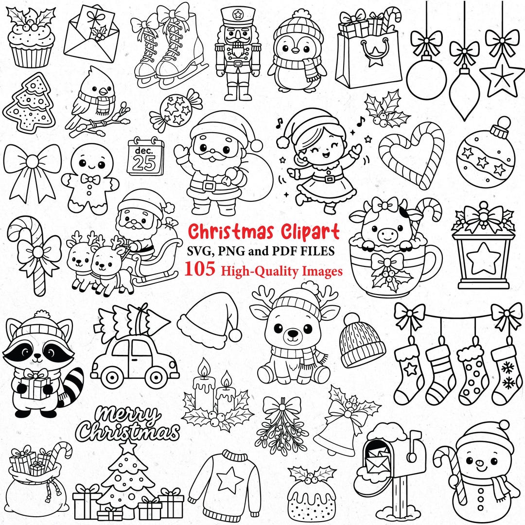 Christmas Clipart Svg, Cute Santa Claus Clipart, Holidays Png ...