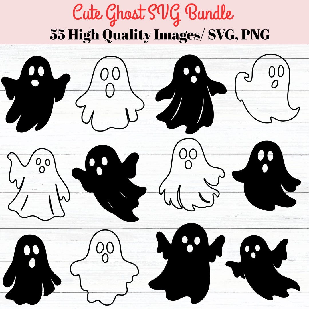 Ghost Svg, Ghost Png, Cute Ghost Clipart, Halloween Svg, Halloween Png ...