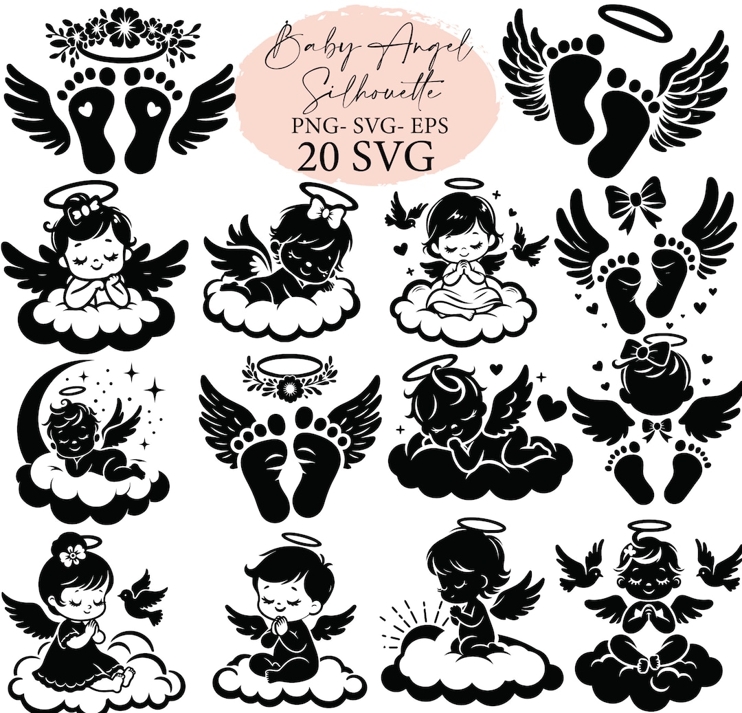 Baby Angel Svg, Svg Bundle, Svg Files, Svg Cricut, Angel Silhouette ...