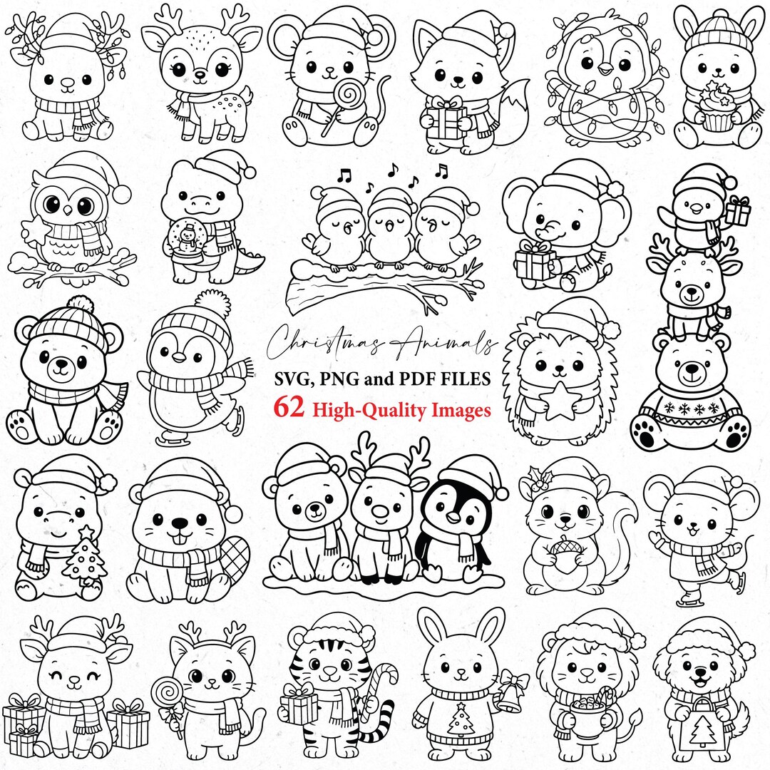 Christmas Animals Svg, Cute Animals Png Bundle, Christmas SVG Bundle ...