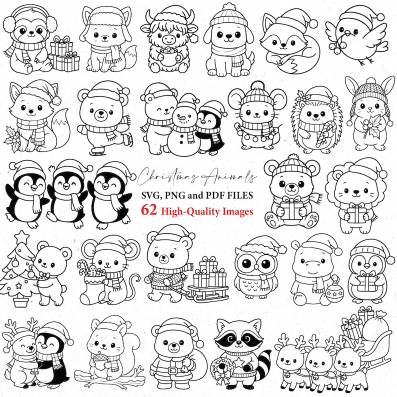 Christmas Animals Svg, Cute Animals Png Bundle, Christmas SVG Bundle ...
