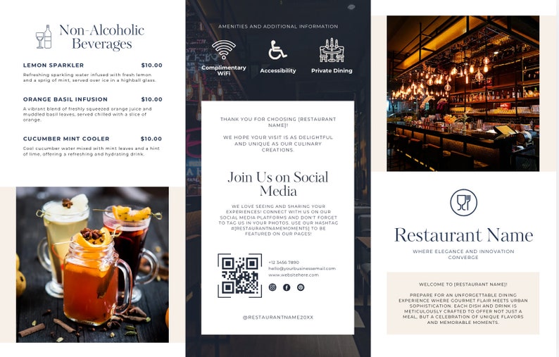 Brochure Menu Canva Template Customizable Template 2-page Menu Layout ...