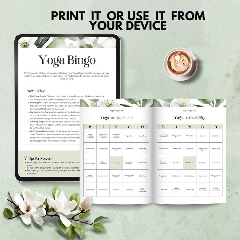 Yoga Bingo for Kids Yoga Game Printable Wellness Bingo Fitness Activity ...