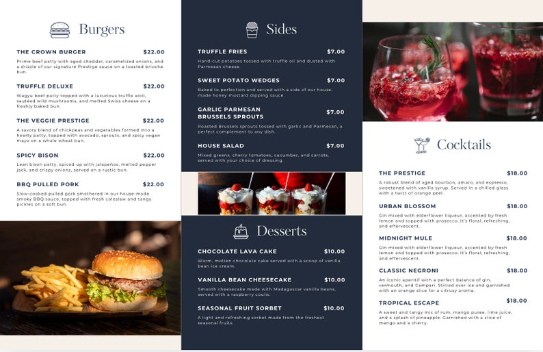 Brochure Menu Canva Template Customizable Template 2-page Menu Layout ...