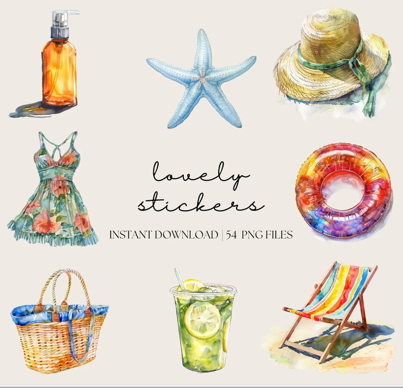 Beach Coastal Digital Journal Stickers, Oceanic Sticker Collection ...