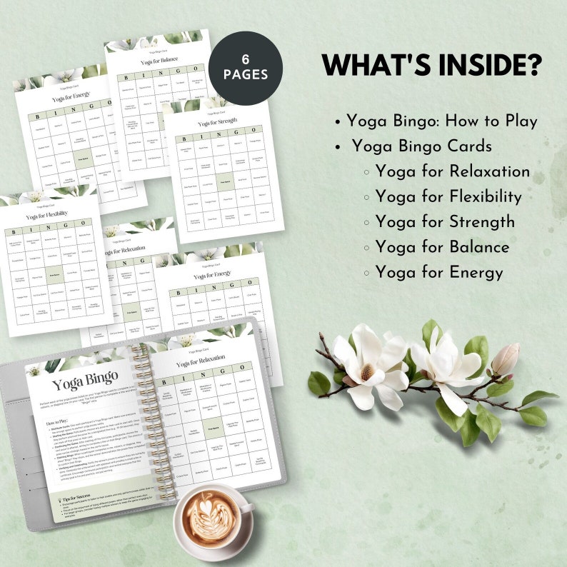 Yoga Bingo for Kids Yoga Game Printable Wellness Bingo Fitness Activity ...