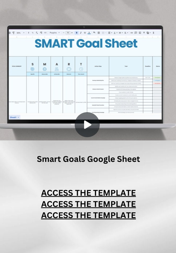 Smart Goal Template, Digital Smart Goal Planner, Printable Goal Planner ...