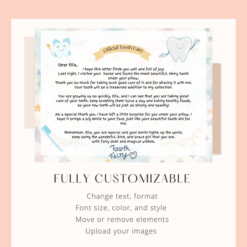 Tooth Fairy Letter and Tooth Fairy Receipt, Tooth Fairy Pillow ...