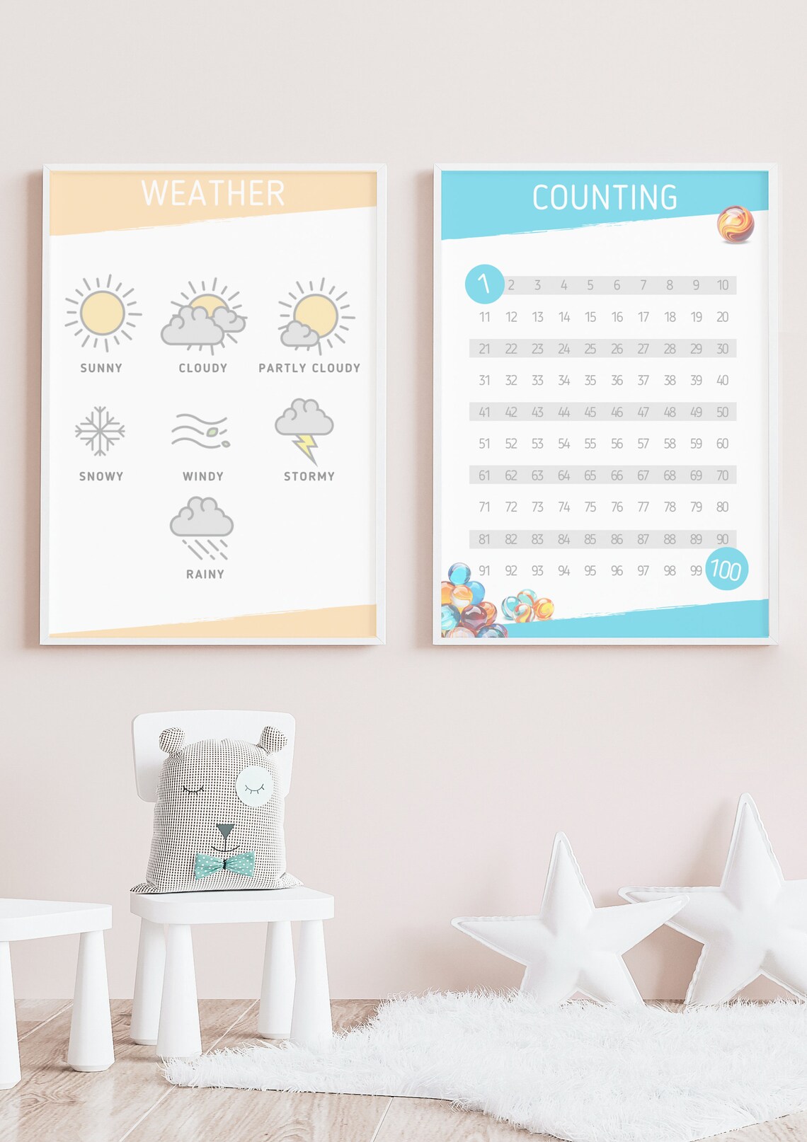 Set of 12 Educational Posters, Homeschool Learning, Preschool Decor ...