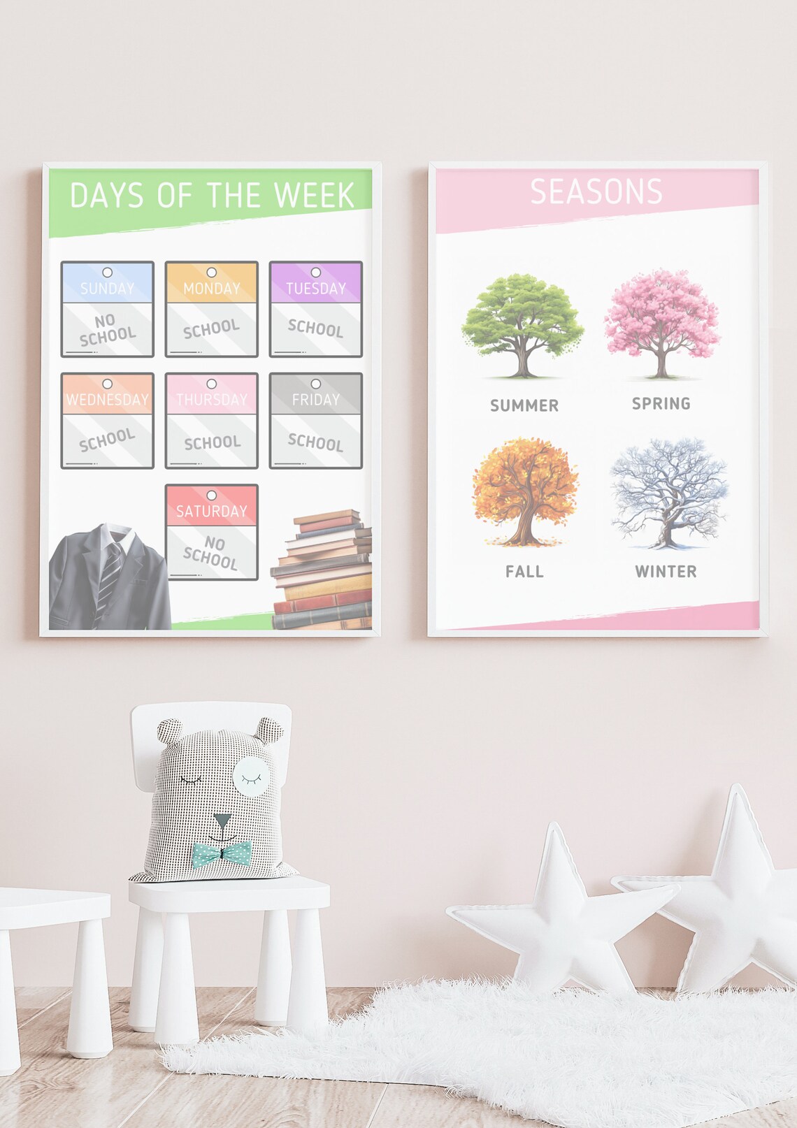 Set of 12 Educational Posters, Homeschool Learning, Preschool Decor ...