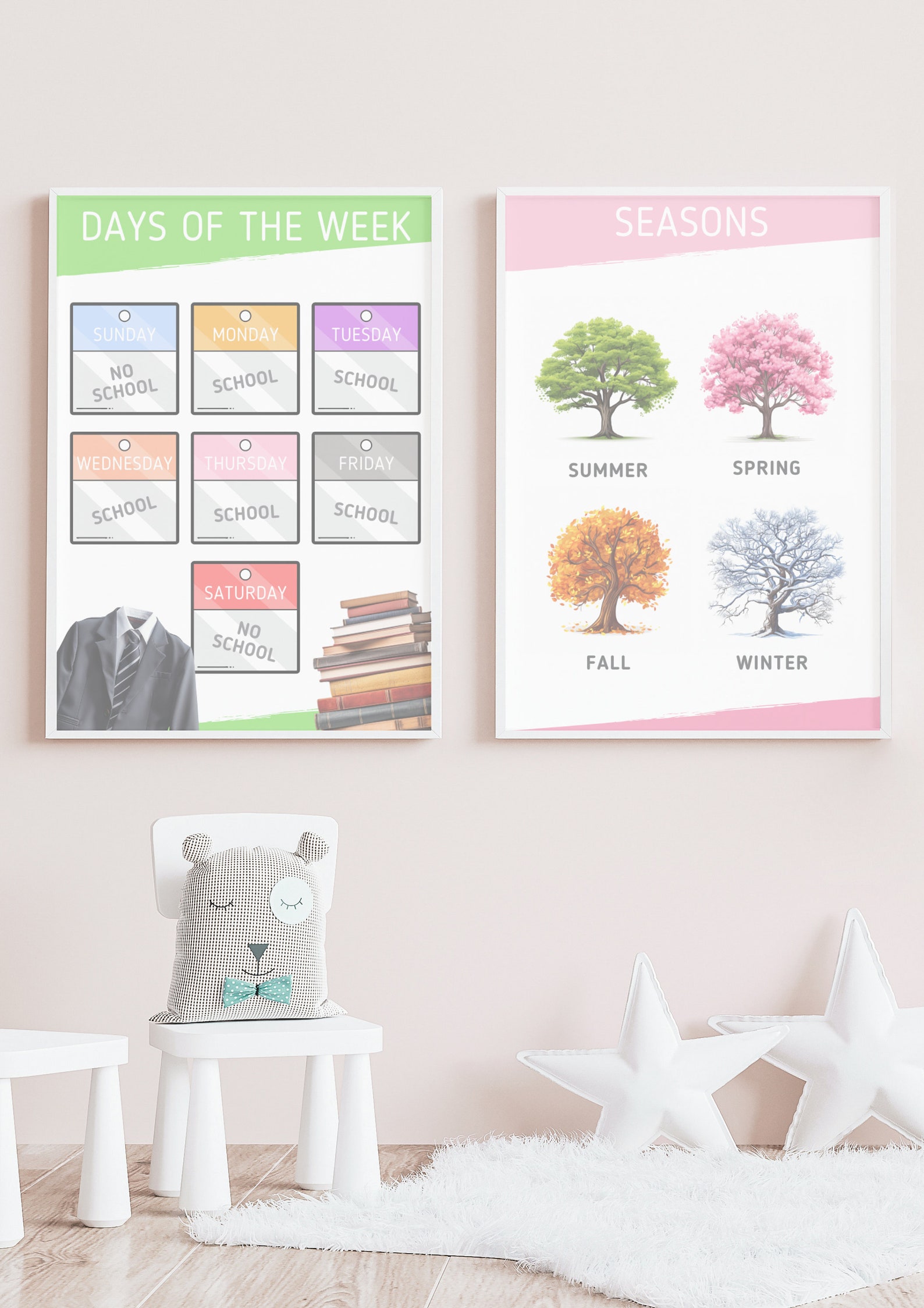 Set of 12 Educational Posters, Homeschool Learning, Preschool Decor ...