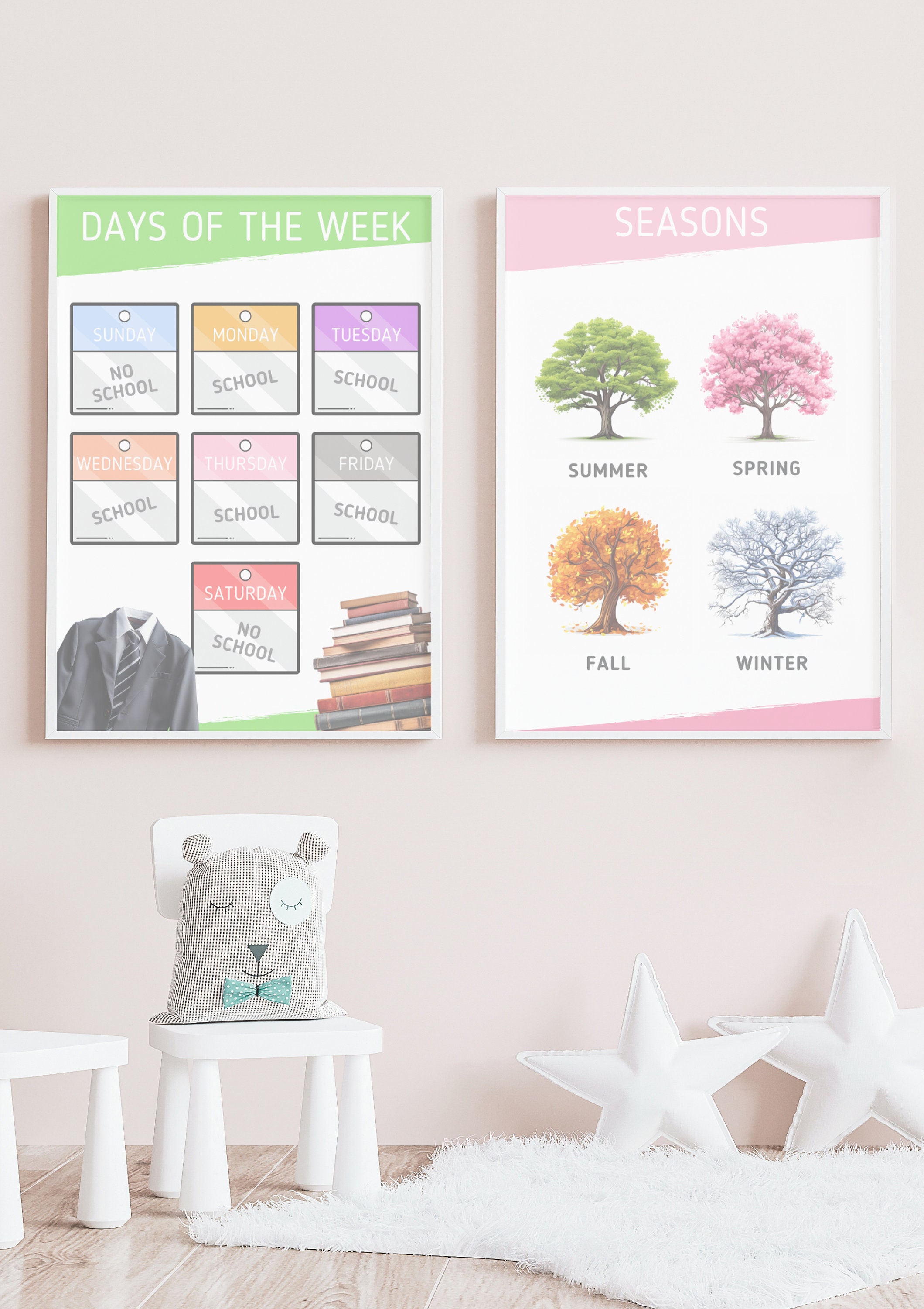 Set of 12 Educational Posters, Homeschool Learning, Preschool Decor ...