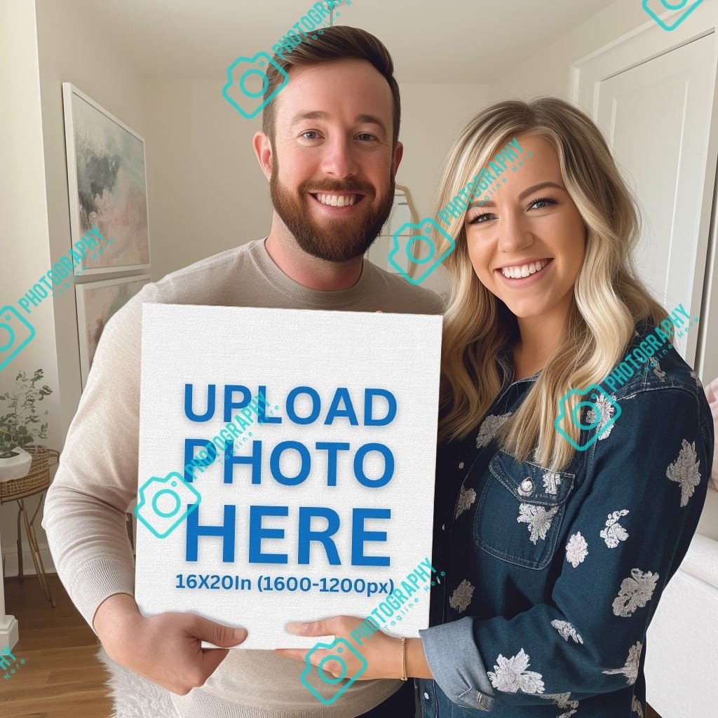 Canvas Art Mockups: Realistic Human Holding Displays, High-resolution ...