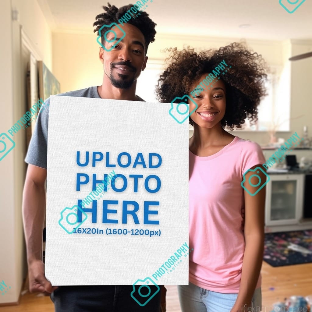 Canvas Art Mockups: Realistic Human Holding Displays, High-resolution ...