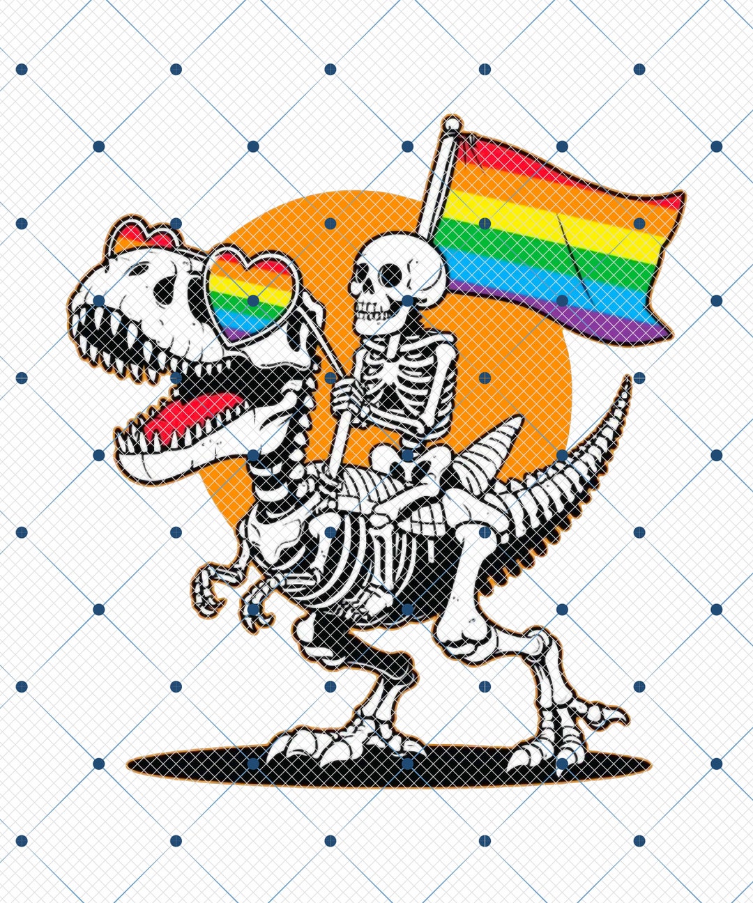 Skeleton Riding Dinosaur LGBTQ Png, Gay Skeleton Png, Skeleton Pride ...