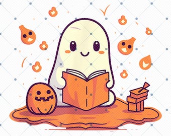 Coquette Bow Png, Ghost Reading Books Png, Halloween Png, Cute Ghost ...