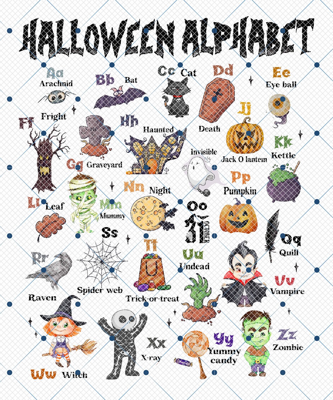 Halloween Alphabet Png Teacher Alphabet Png Halloween - Etsy