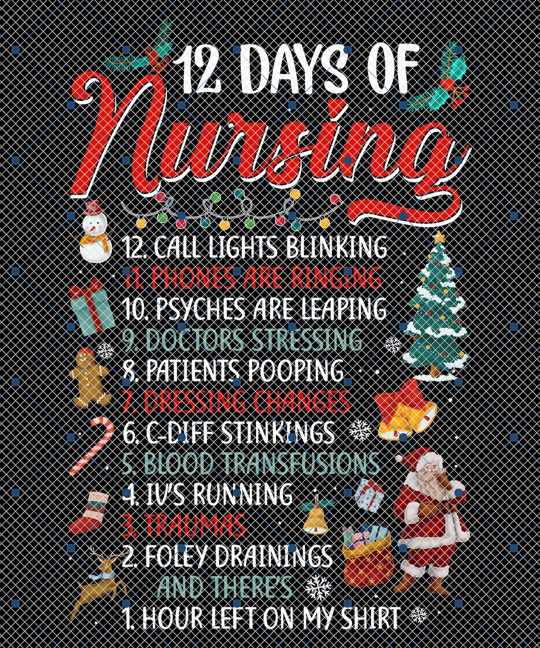 12 Days of Nursing Png, Christmas Nurse Png, Christmas Nurse Life Png ...