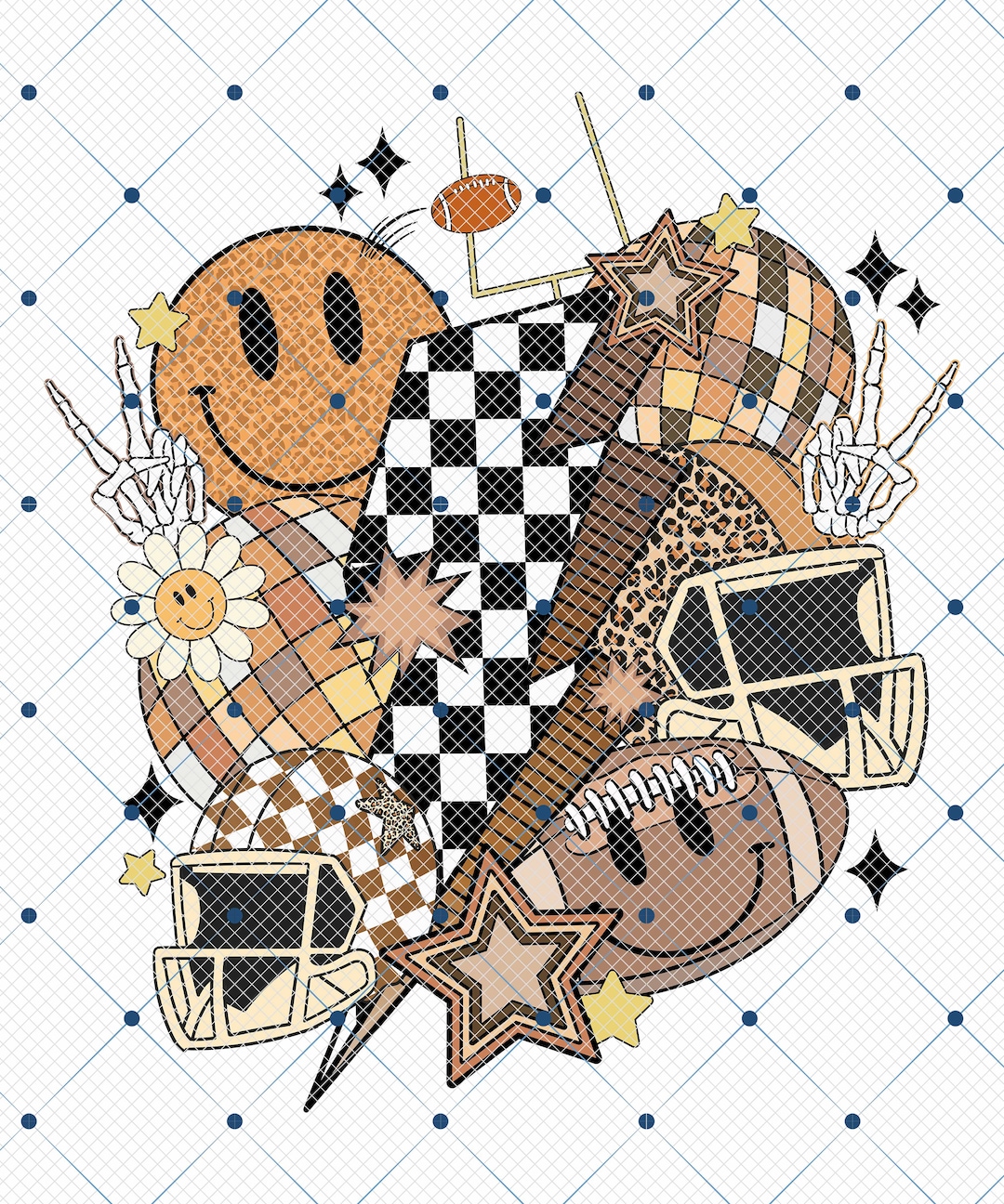 Football Vibes Smiley Face Png, Football Season Png, Football Png, Fall ...