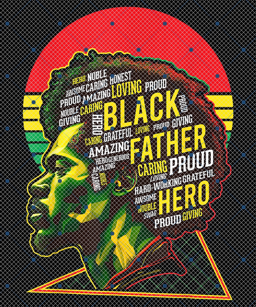 Father's Day Black Father Afro African American Dad Vintage Png, Black ...