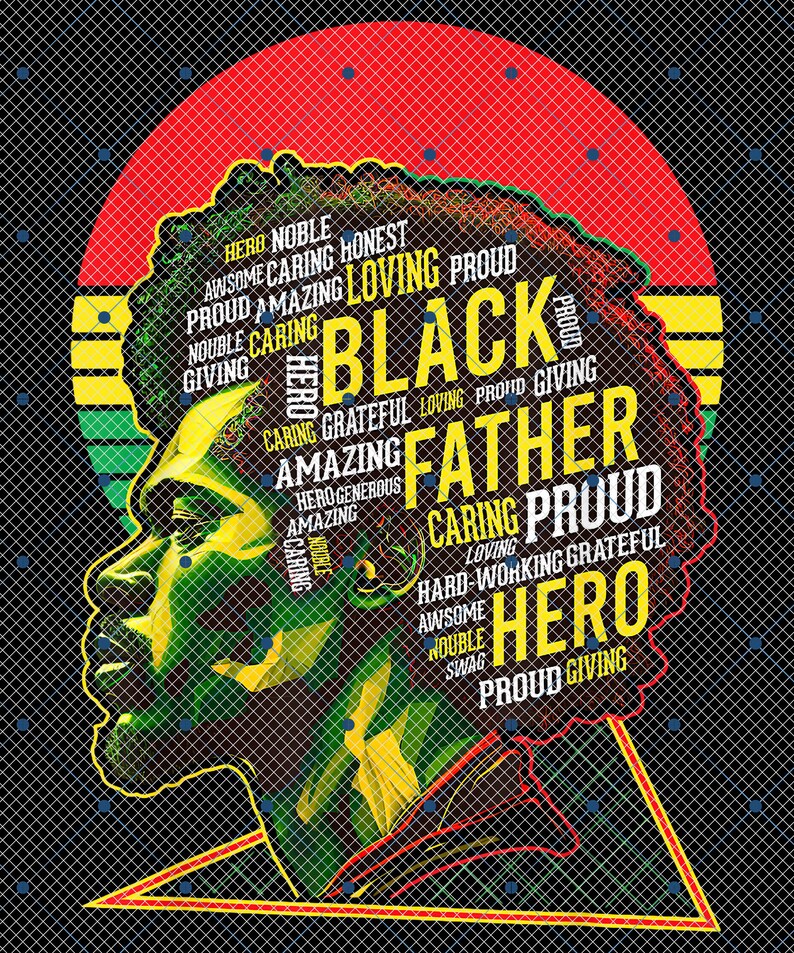 Father's Day Black Father Afro African American Dad Vintage Png, Black ...