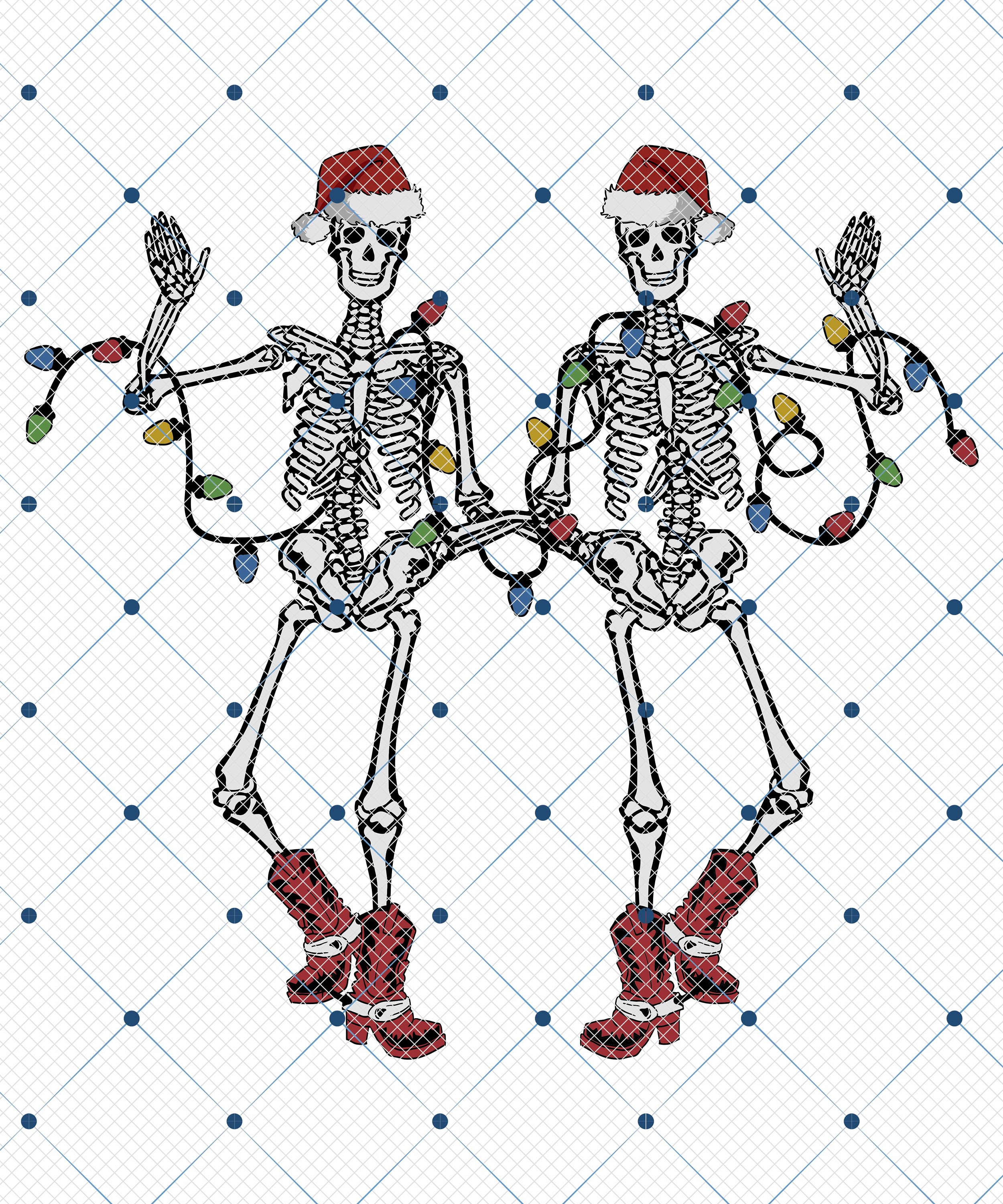Santa Skeleton Christmas Lights Png,skeleton Western Christmas PNG ...