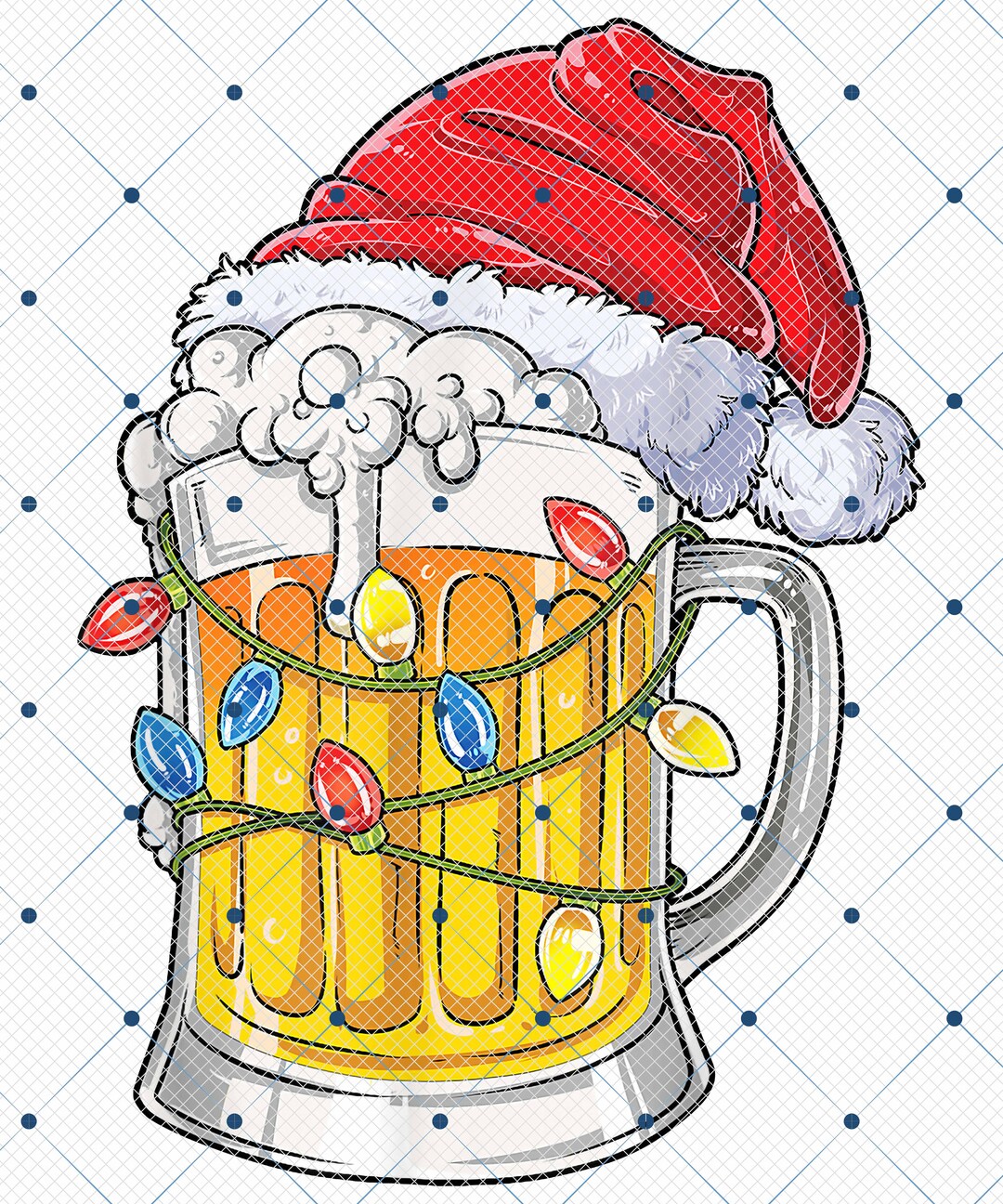 Beer Christmas Mug Santa Xmas Tree Lights Drinking Png, Beer Mug Png ...