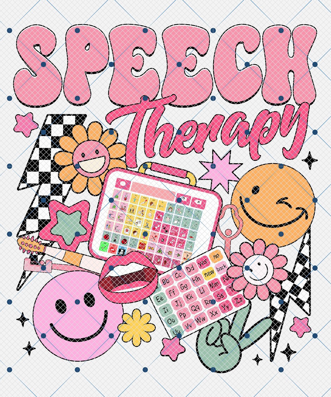 Speech Therapy Retro Groovy Smiley Face Png, Speech Language ...