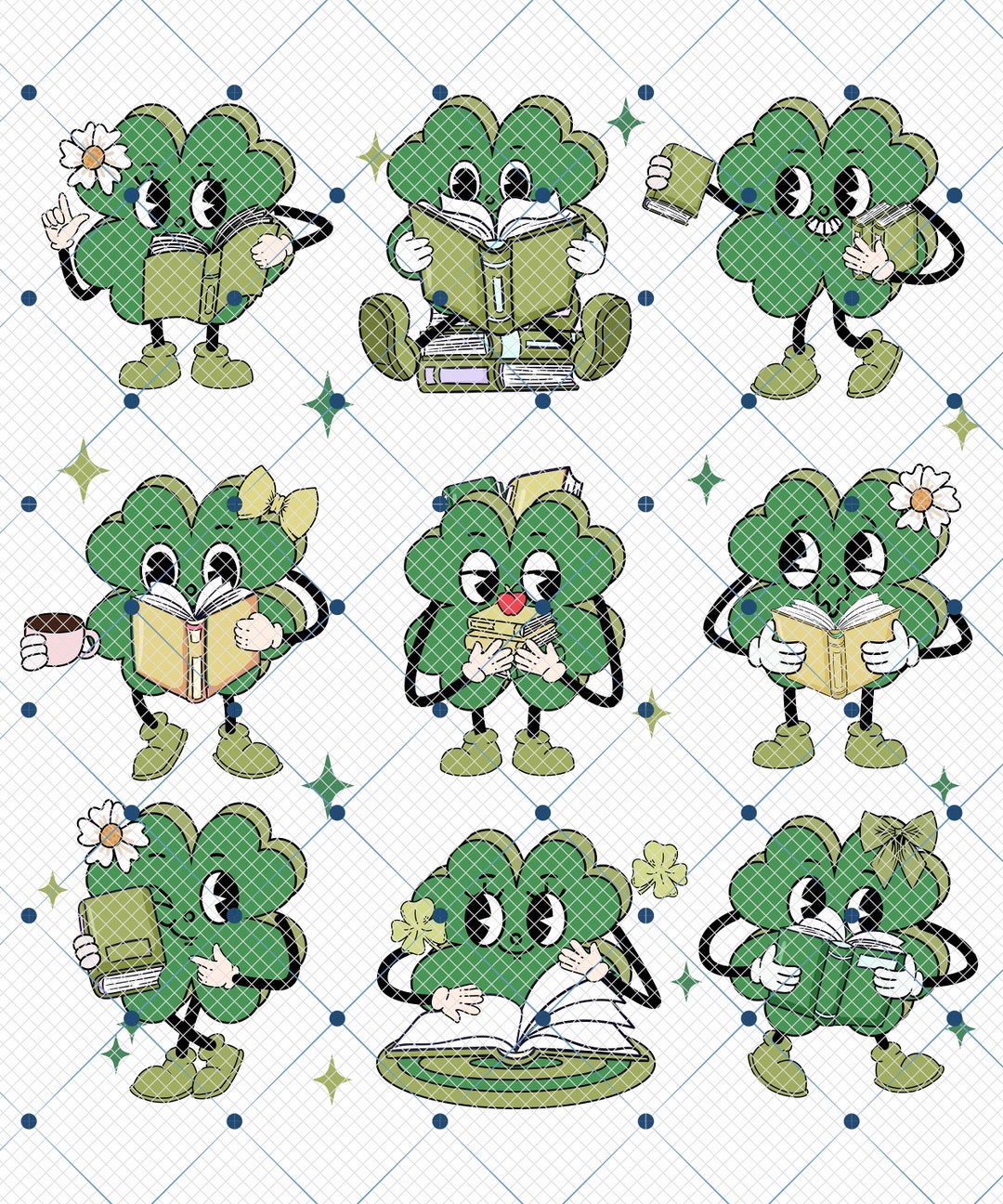 Cute Shamrock Reading Books St Patricks Day Teacher Png, Teacher ...