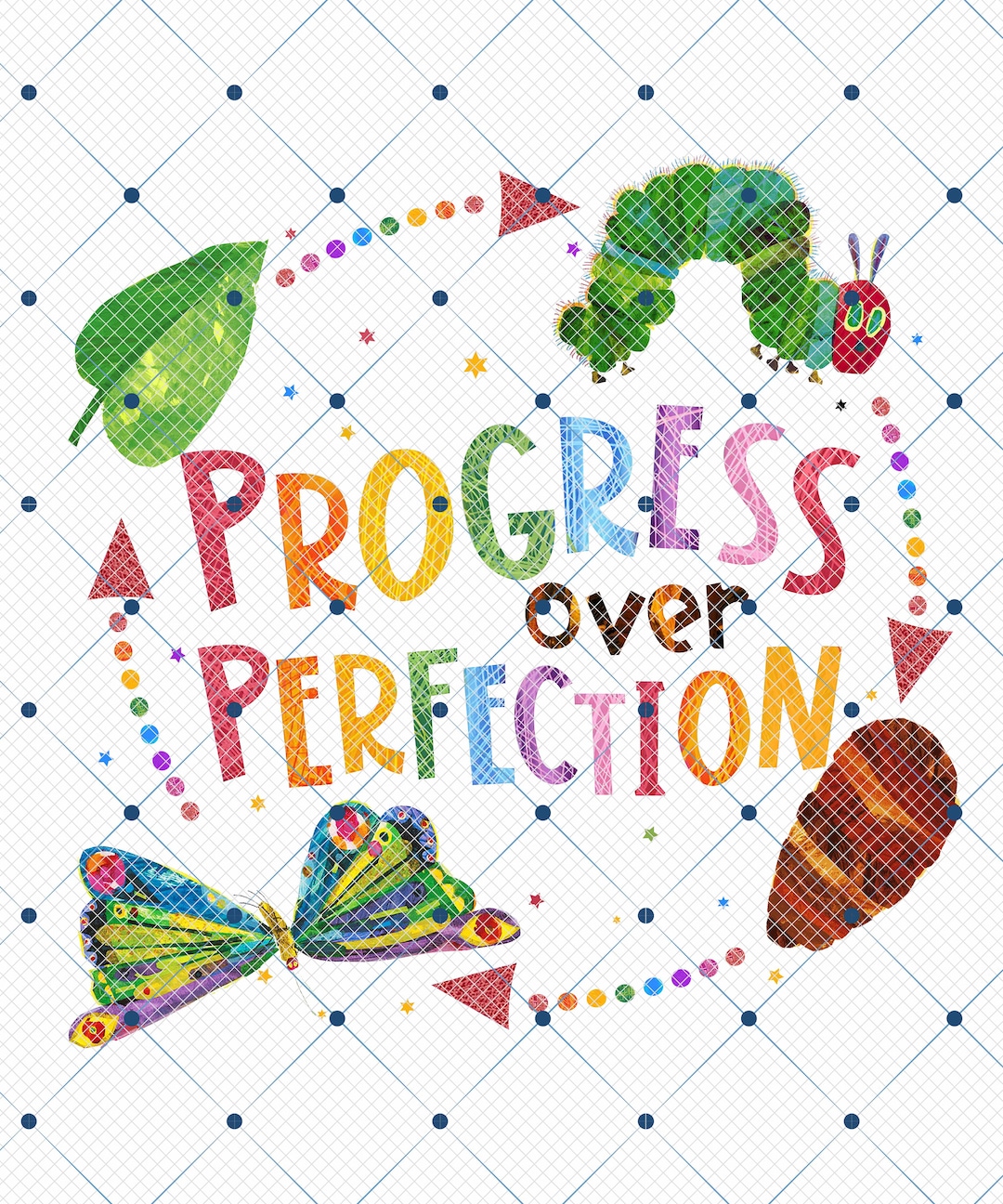 Progress Over Perfection Teacher Png, Butterflies School Gift for ...