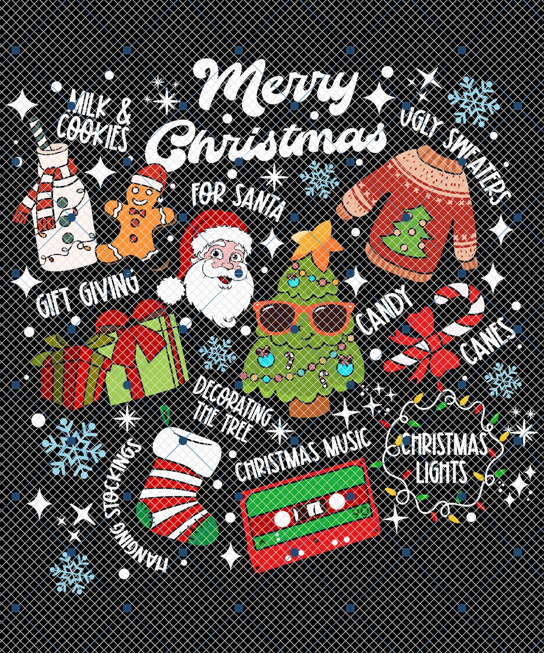 Retro Christmas Png, Groovy Christmas Png, Design Santa Claus Png ...