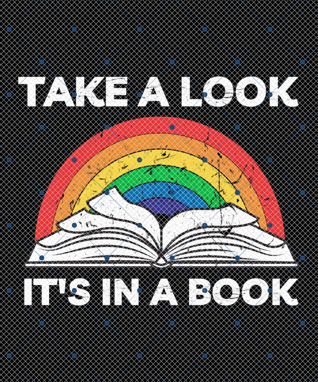 Take a Look It's in a Book Reading Vintage Retro Rainbow Png, Book Png ...