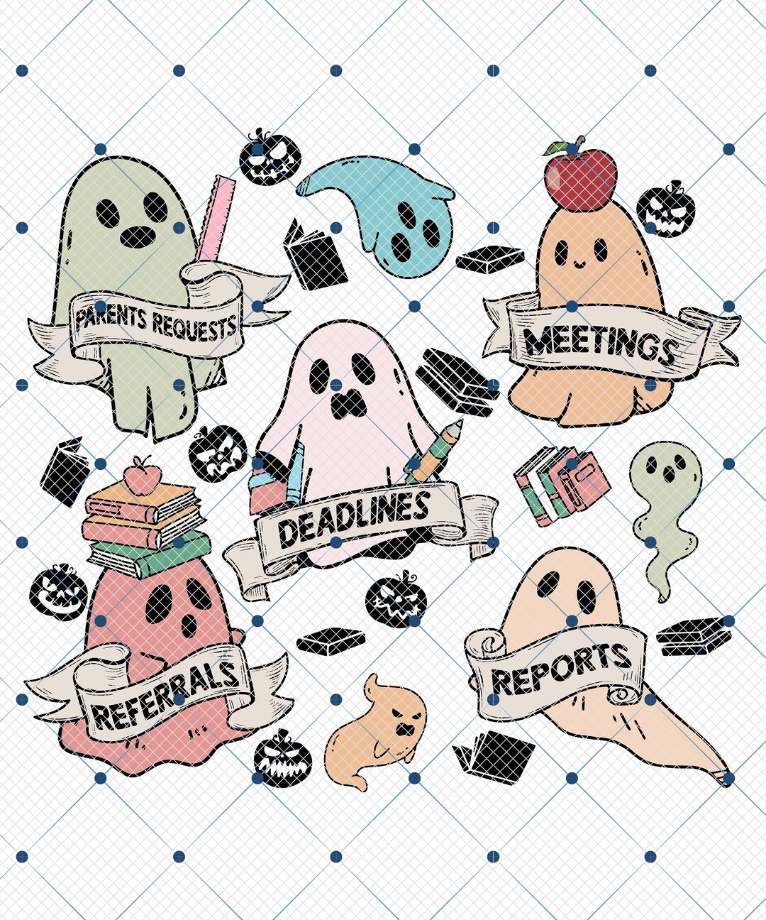 Teacher Halloween Ghost Png, Teacher Ghost Png, Spooky Teacher Png ...