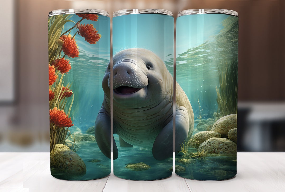 Manatee 0459. Tumbler Wrap. 20oz and 30oz Skinny Tumbler. Digital ...